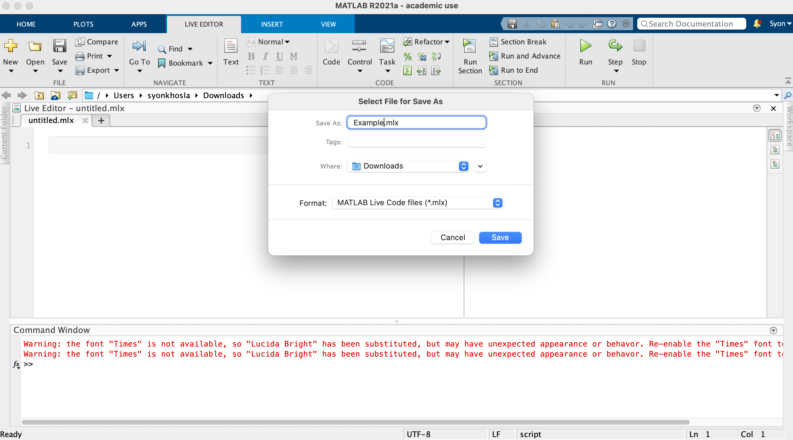 MATLAB Tutorial For The First Course Live Editor MATLAB Tutorial For The First Course Live Editor